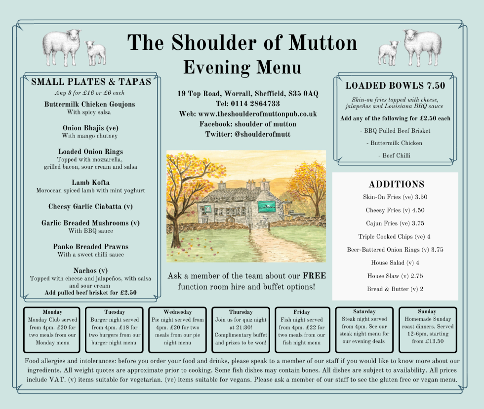 Shoulder of Mutton | Menus