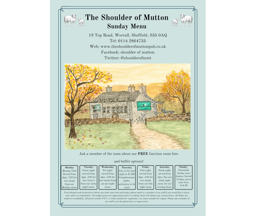 Shoulder of Mutton | Standard Menus